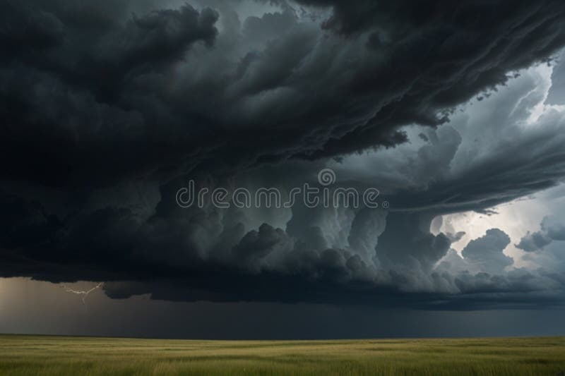 "Stormy Prairie: Endless Grasslands Dark, Rolling Storm Clouds, with ...