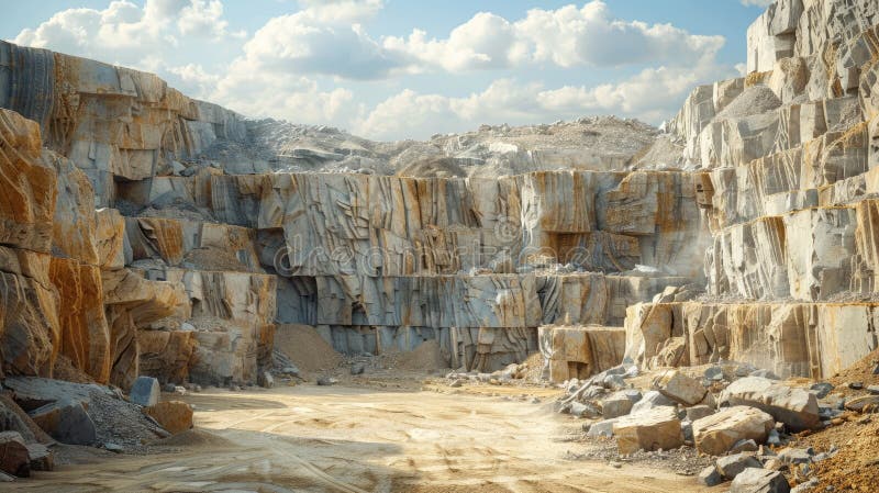 A Vast Quarry with Rugged Rock Formations Stock Illustration ...