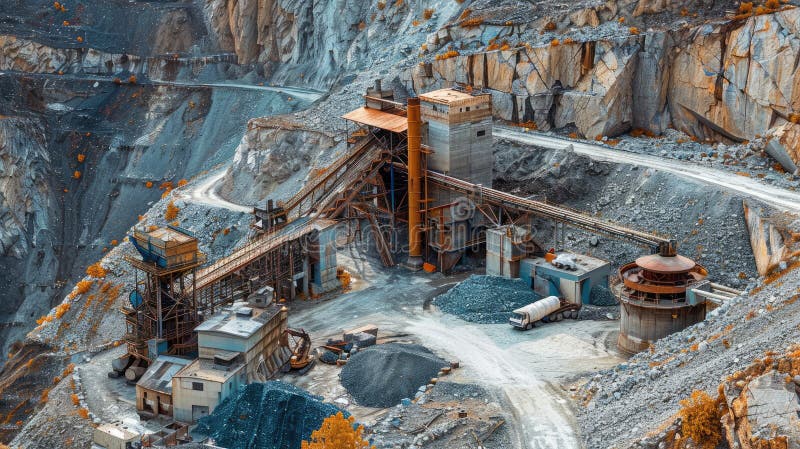 A Vast Quarry with Rugged Rock Formations Stock Illustration ...