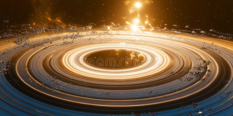 A Vast Ringed Planet with Shimmering Crystal Rings, Orbiting a Binary ...