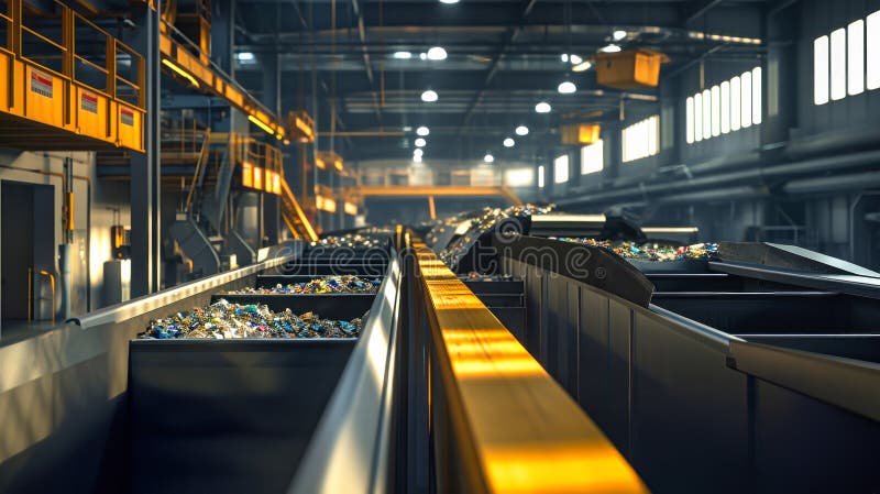 Vast Room Filled with Bottles and Bins at Garbage Processing Plant ...