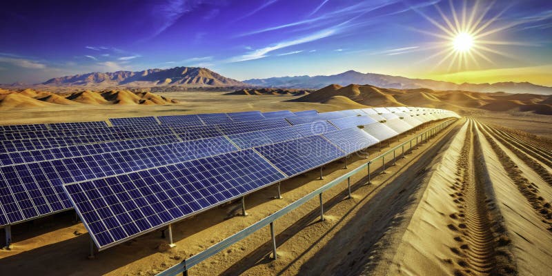 Vast Solar Panel Array in Arid Terrain Powering the Future with ...