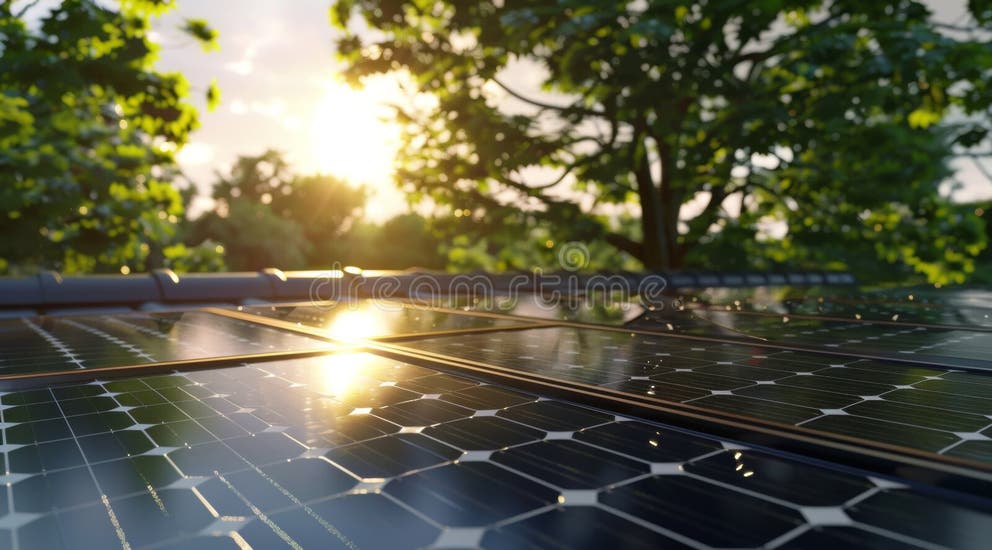 A Vast Solar Panel Array Captures the Golden Rays of the Setting Sun ...