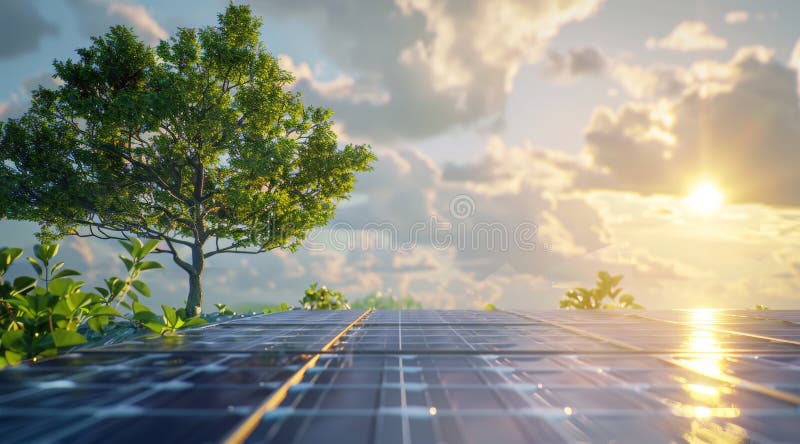 A Vast Solar Panel Array Captures the Golden Rays of the Setting Sun ...