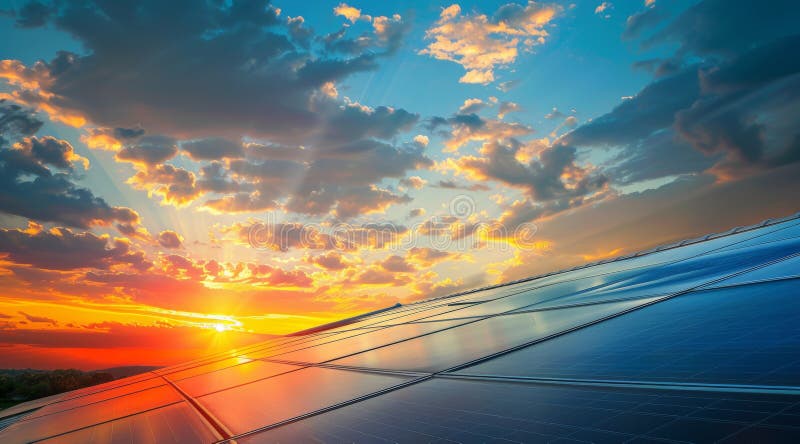 A Vast Solar Panel Array Captures the Golden Rays of the Setting Sun ...