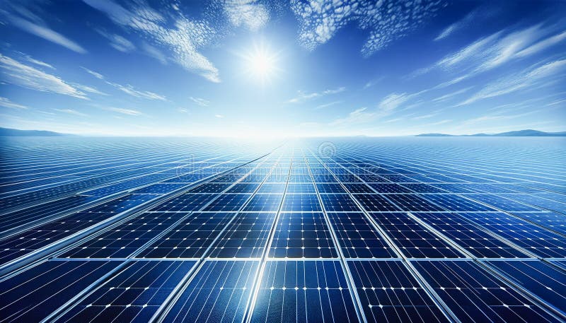 Vast Solar Panel Array Capturing the Sun S Energy Under a Clear Blue ...