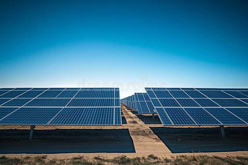 Vast Solar Panel Array Landscape Stock Illustration - Illustration of ...