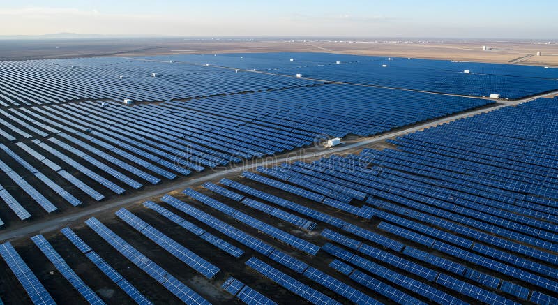 Vast Solar Panel Array: Renewable Energy Field Stock Illustration ...