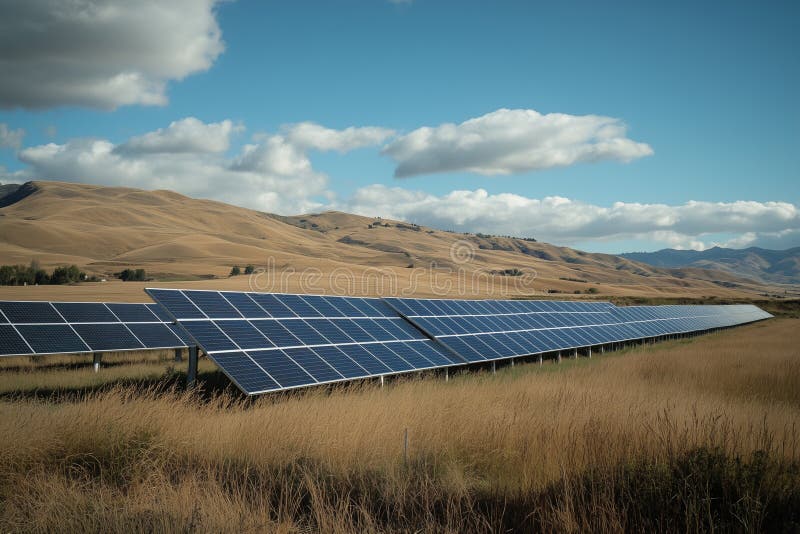 Vast Solar Panel Array in a Sunny Rural Landscape. Solar Panels in a ...