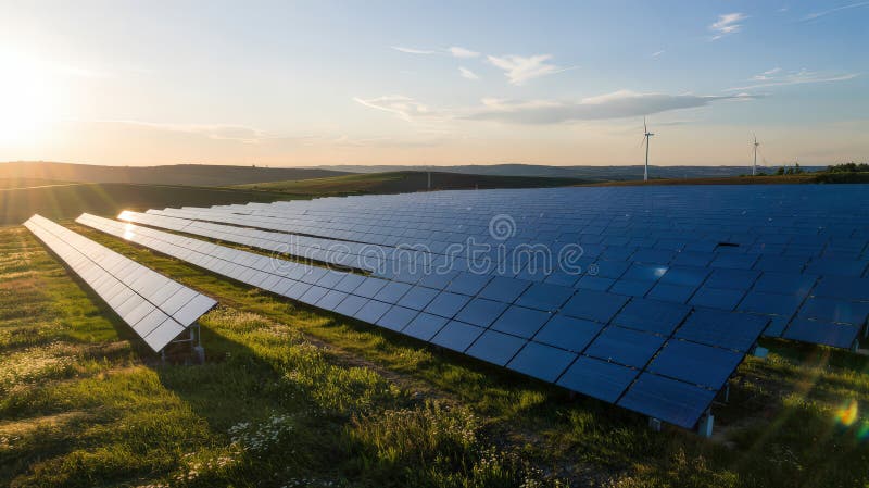 Expansive Solar Panel Field Capturing Sunlight in a Sustainable Energy ...