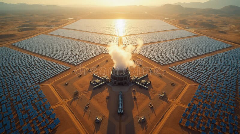 A Vast Solar Power Facility is Seen from Above, with Rows of Solar ...