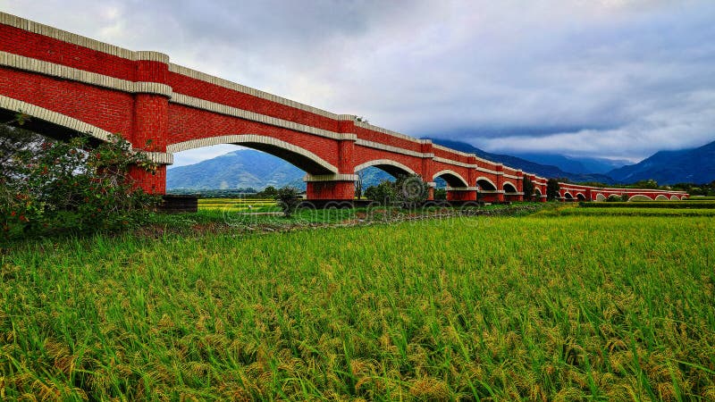 The Vast and Spectacular Ercengping Bridge in the Rice Fields Stock ...