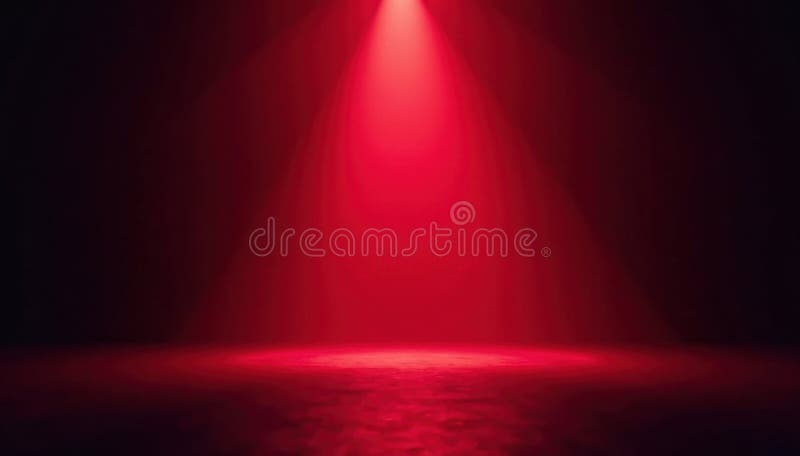 Vast Stage Illuminated by a Single Red Spotlight, Deep Shadows ...