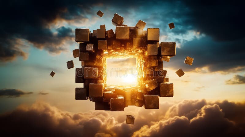 A Vast Structure Made Up of Countless Smaller Cubes Hovers in a ...