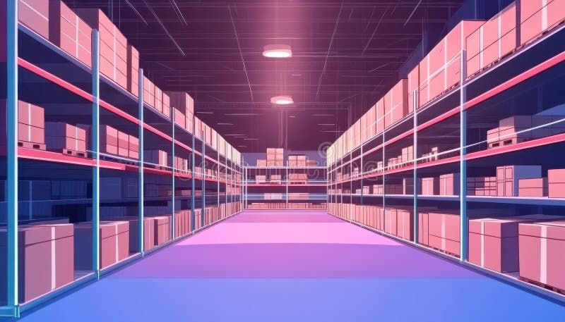 Large Warehouse with Organized Shelves for Inventory Control and Order ...