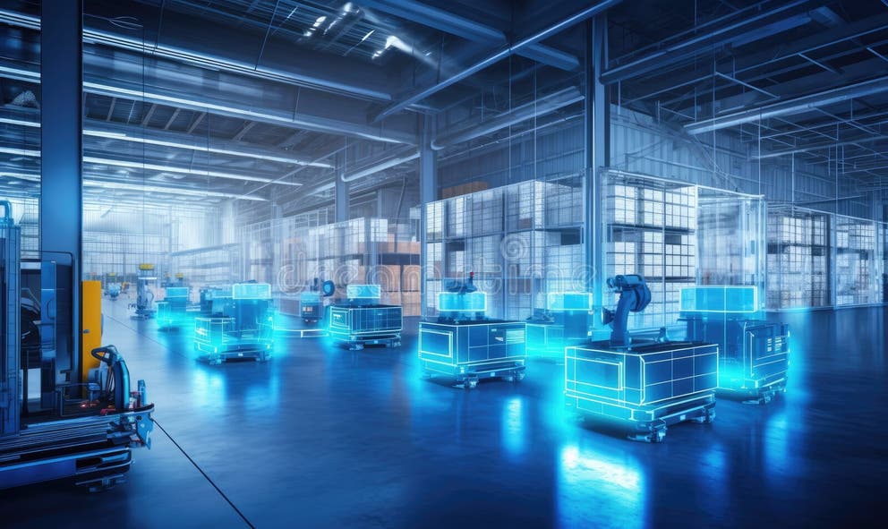 A Vast Warehouse Housing Myriad Containers Stock Illustration ...