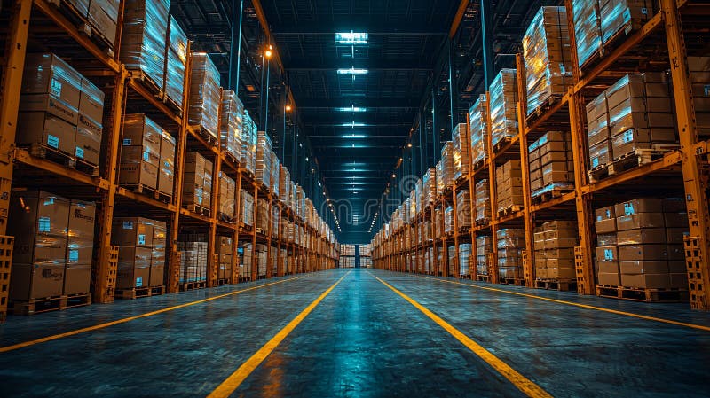 Massive Warehouse Storage Logistics Distribution Center Interior AI ...