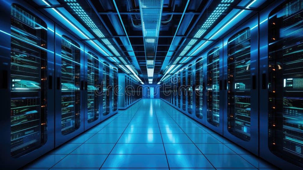 A Vast Warehouse Transformed into a Computer Networking Server Room Hub ...