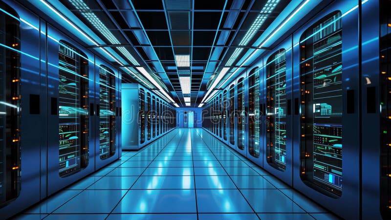 A Vast Warehouse Transformed into a Computer Networking Server Room Hub ...