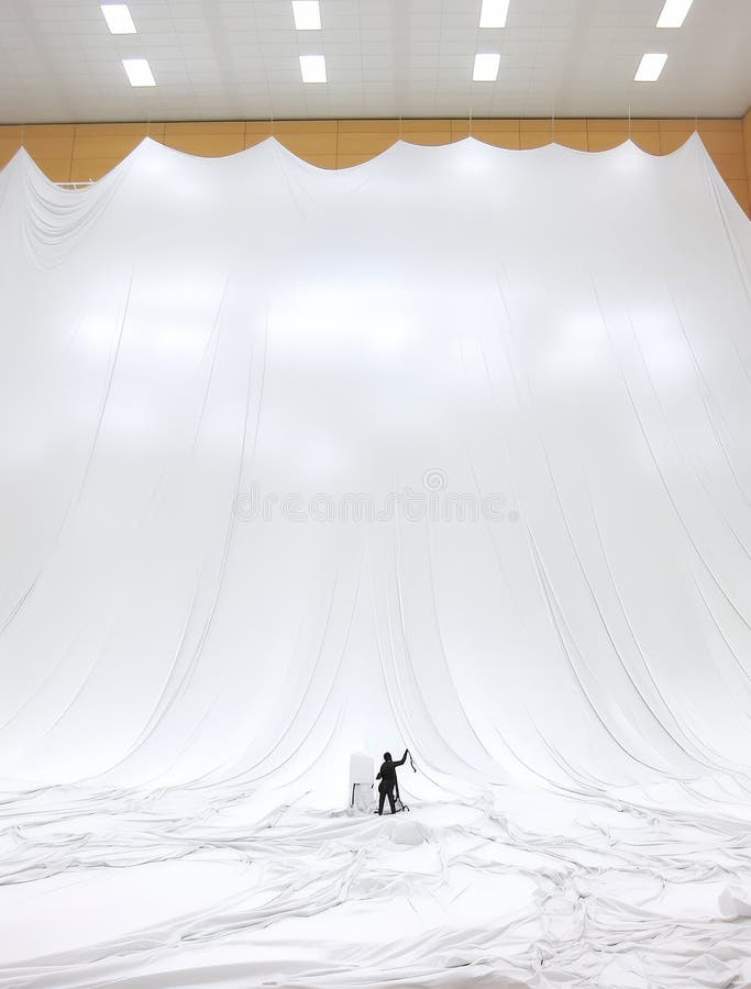 Vast White Fabric Installation Art Stock Illustration - Illustration of ...