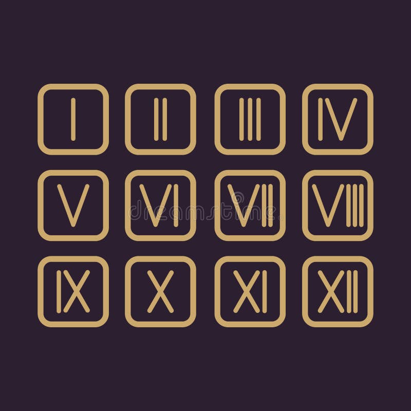 Vastgesteld Roman Cijfers 1-12 Pictogram Vector Illustratie ...