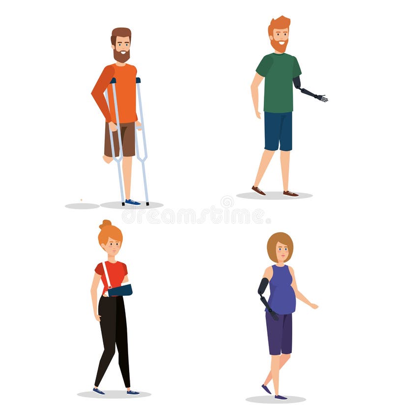 Vastgestelde Mensen Met Lichamelijk Letsel En Gehandicapten Vector ...