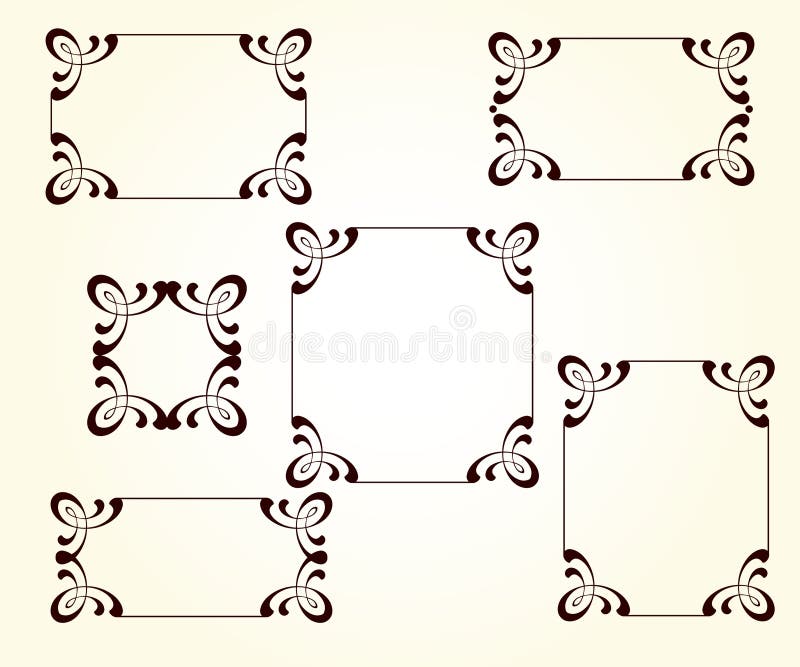 Vastgestelde Vector Retro Kaders Vector Illustratie Bruin Vector ...