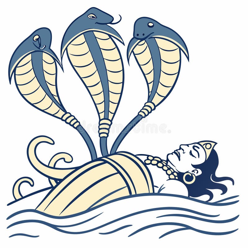 Vasuki – Hindu Mythological Serpent King Vector Illustration Stock ...