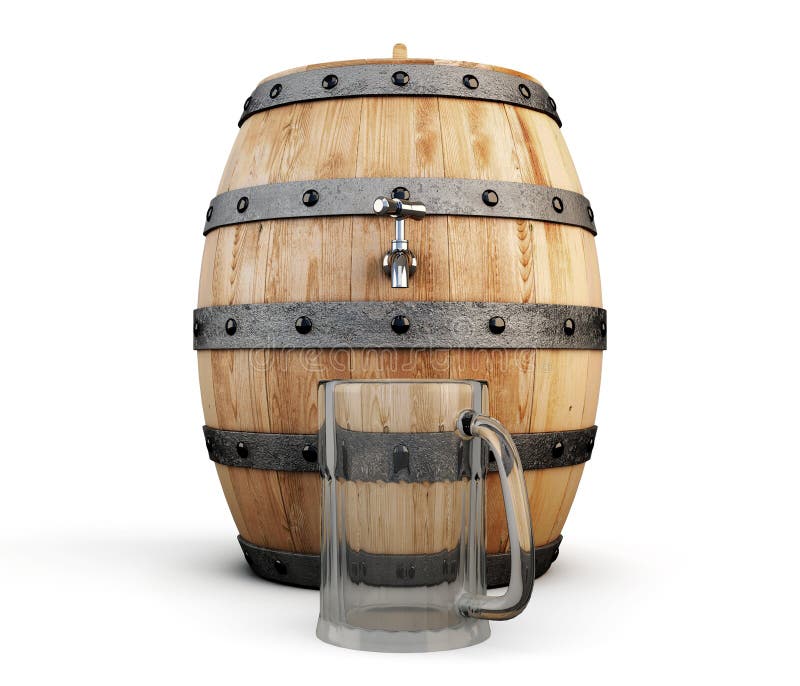 Vat Bier En Leeg Glas Voor Bier Stock Illustratie - Illustration of ...