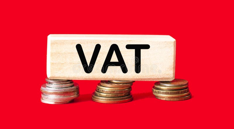 Vat Concept.Word Vat with Stacked Coins on Red Background Stock Image ...