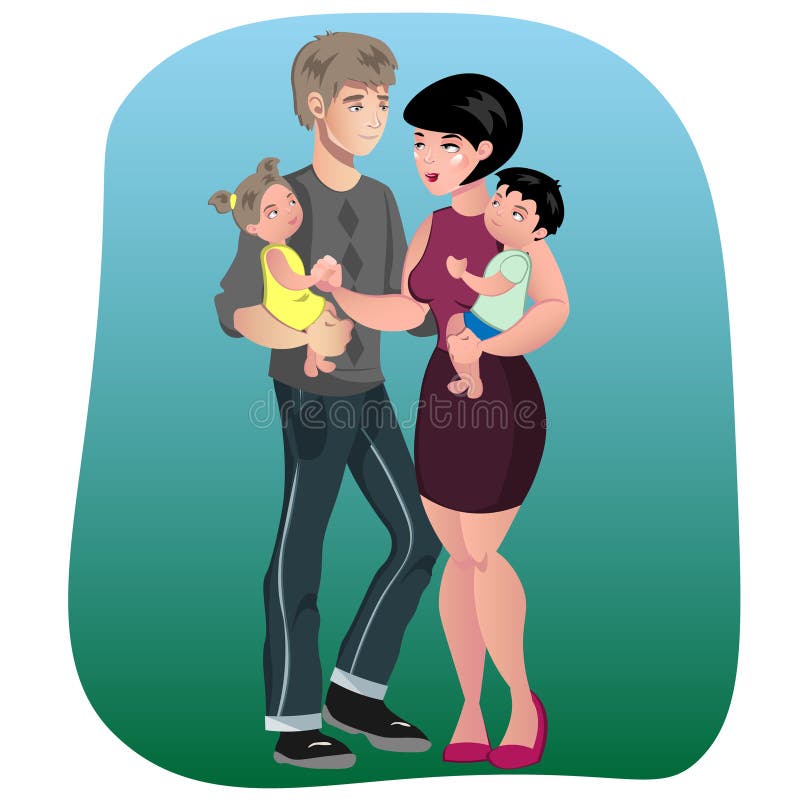 Vater, Mutter, Sohn Und Tochter Zusammen Vektor Abbildung - Illustration von frau, kerl: 88247798