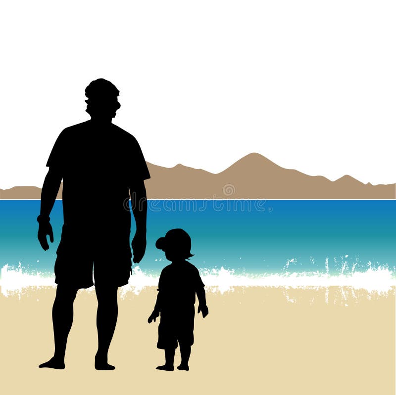 Vater Und Sohn Auf Einem Strand Vektor Abbildung - Illustration von ...