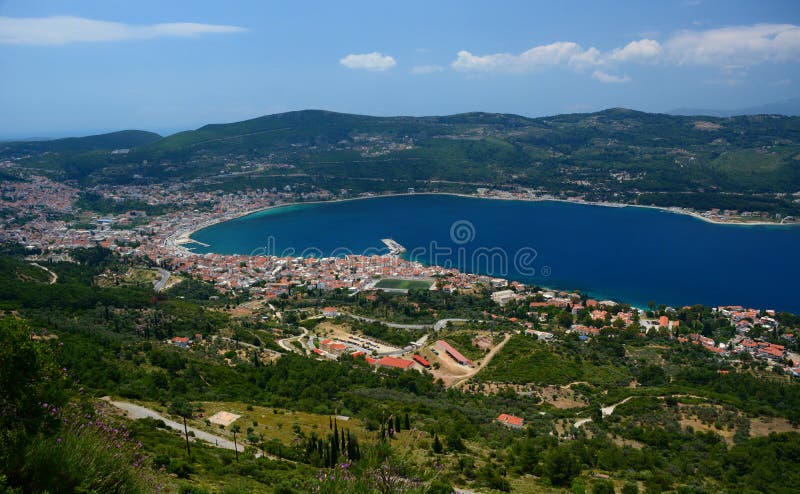 Vathi of Samos Stad Samos Eiland Griekenland Stock Afbeelding - Image ...