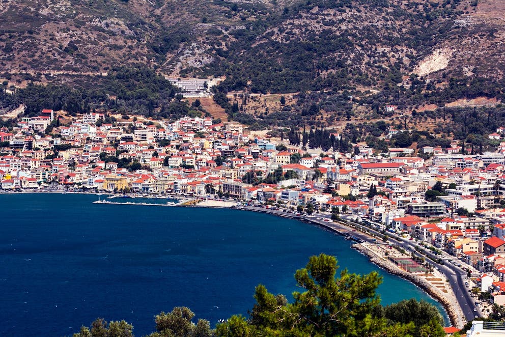 Vathy Samos stock image. Image of shore, village, island - 42100901