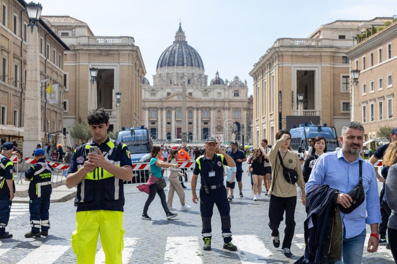 Vatican - April, 23, 2025: Security and Emergency Staff on Duty during ...