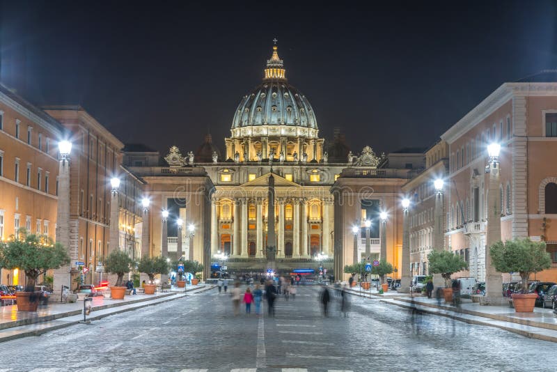 Vatican City night view editorial stock photo. Image of italy - 110303298