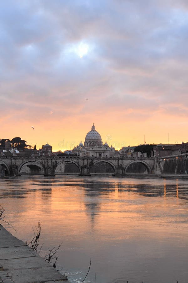 Vatican City Reflected on Tiber River Stock Image - Image of river ...