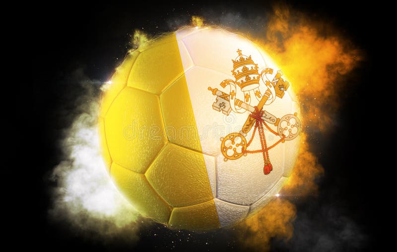Vatican City Soccer Ball Exploding in Flames on Black Background. 3D ...
