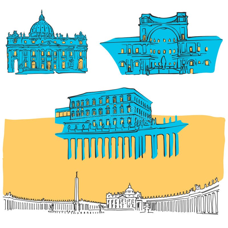 Vatican Colored Landmarks stock vector. Illustration of color - 94510872