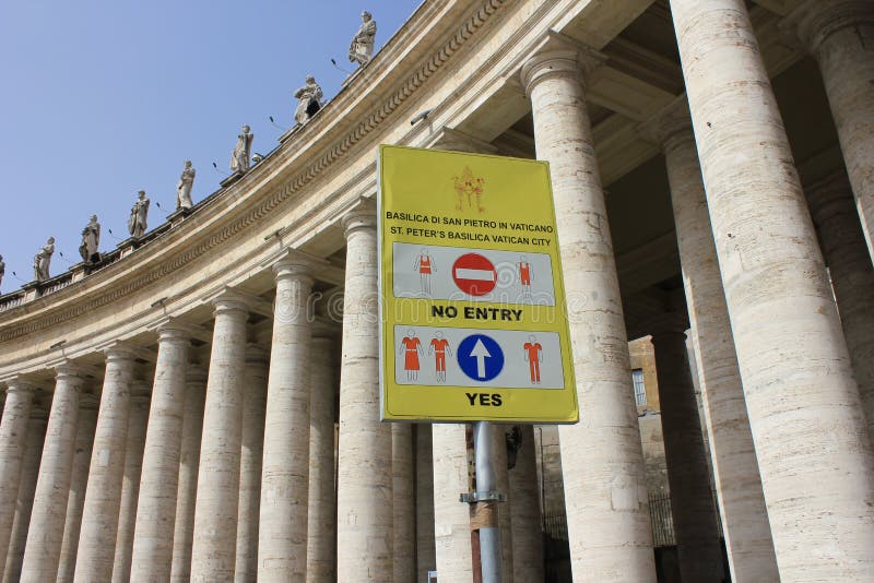Vatican dress code sign stock photo. Image of statues - 25236092
