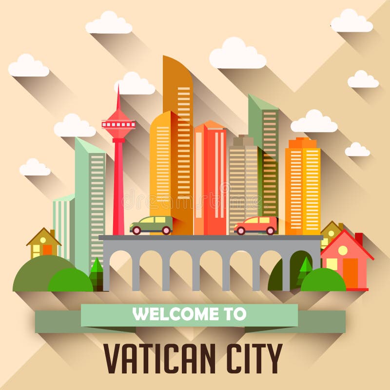 Vatican - Flat Design City Vector Illustration Stock Illustration ...