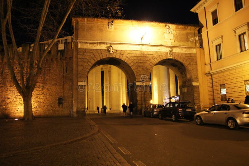 Vatican gate night editorial photography. Image of wall - 57263762