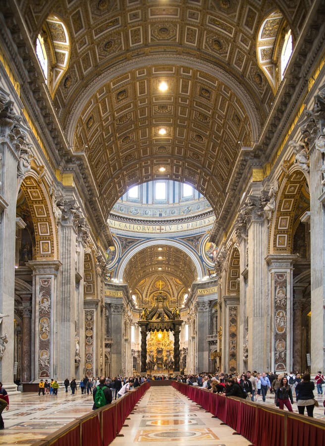 Vatican, Interior St. Peter Basilica, Cathedral of St. Peter in Vatican ...
