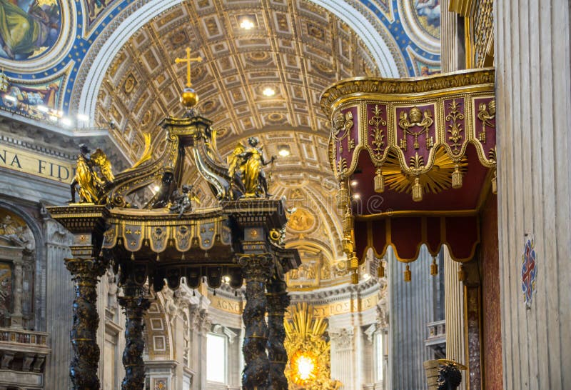Vatican, Interior St. Peter Basilica, Cathedral of St. Peter in Vatican ...