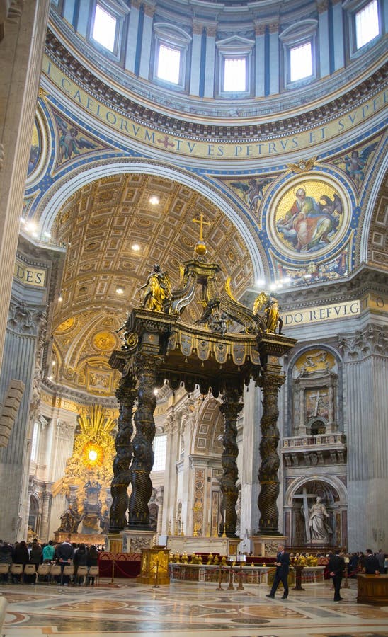 Vatican, Interior St. Peter Basilica, Cathedral of St. Peter in Vatican ...