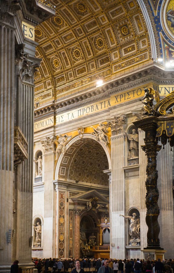 Vatican, Interior St. Peter Basilica, Cathedral of St. Peter in Vatican ...