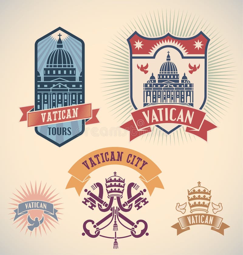 Vatican labels stock vector. Illustration of pigeon, landmark - 64600440
