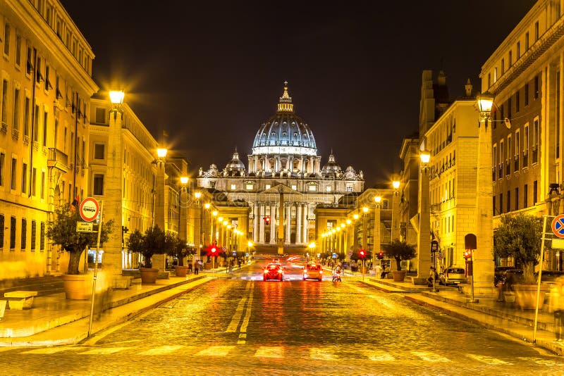 Vatican at night editorial stock image. Image of famous - 187907329