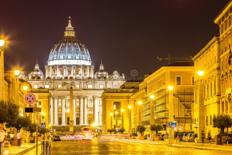 Vatican at night editorial image. Image of historical - 189720725