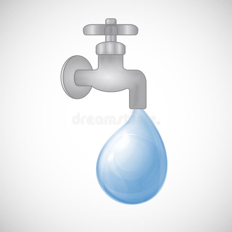 Vattenkran Med En Droppe Av Vatten Plana Diagram Vektor Illustrationer ...